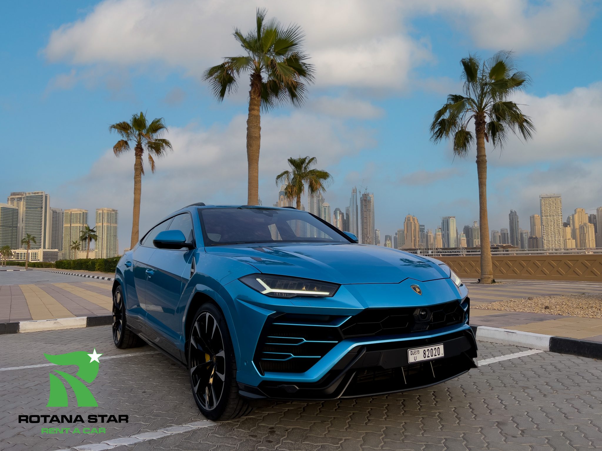 Rent Lamborghini Urus Light Blue in Dubai - Rotana Star