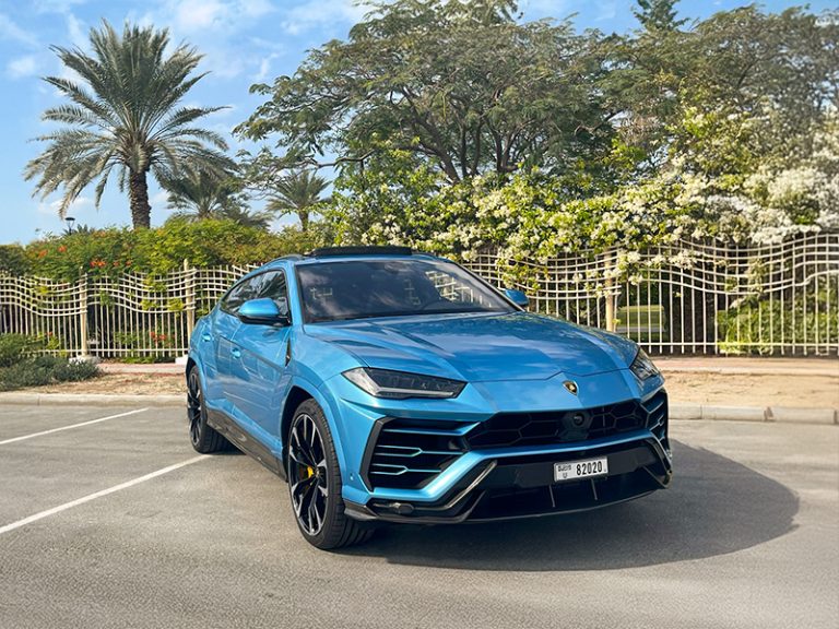 Rent Lamborghini Urus Light Blue in Dubai - Rotana Star